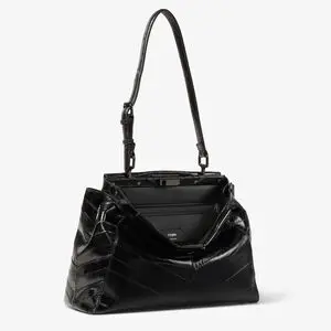 Fendi My Peekaboo Medium Black Inlaid Hagfish Leather Bag